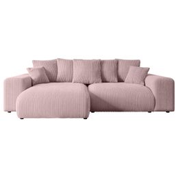 ECKSOFA Ottomane links ESKAR-L 266x176x72 Rosa Cord