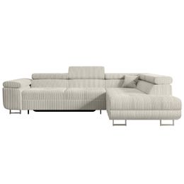 ECKSOFA mit Schlaffunktion und Bettkasten GUSA-L 272x202x107 cm Creme Cord