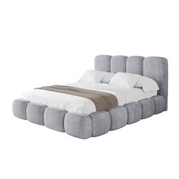 POLSTERBETT mit Bettkasten und Lattenrost, Boxbett ohne Matratze - KALA 180x200 Hellgrau