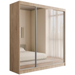 KLEIDERSCHRANK mit Spiegel V2-URBANO 215x200 cm Sonoma