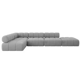 ECKSOFA modulares Sofa Favio-L2 - 380x190x70 cm Hellgrau Velours