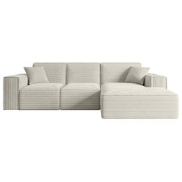 ECKSOFA Ottomane Rechts SERRA-L - 266x169x80 cm Creme Cord