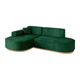 ECKSOFA Ottomane Links MARI-L1-v2 - 243x171x83 cm Dunkelgr&uuml;n Velours