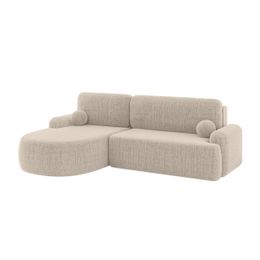 ECKSOFA mit Schlaffunktion und Bettkasten LIRA-L - 264x172x89 Beige