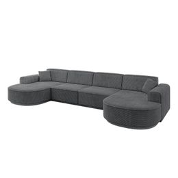 WOHNLANDSCHAFT MARI-U2-v3 - 388x171x83 cm Dunkelgrau Cord