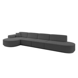 ECKSOFA Ottomane Links MARI-L3-v3 - 413x171x83 cm Grau Boucl&eacute;