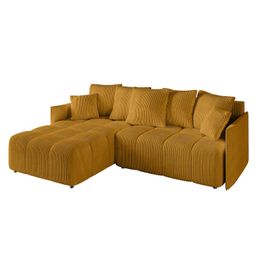 ECKSOFA Ottomane links LONLI-L 251x189x68 Currygelb Cord