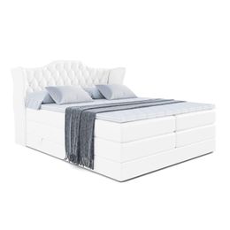 BOXSPRINGBETT VILA KING - 180x200 - H3/H4 - Wei&szlig; Hochglanz