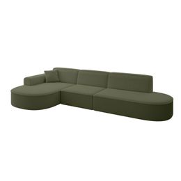 ECKSOFA Ottomane Links MARI-L2 - 328x171x79 cm Gr&uuml;n Boucl&eacute;