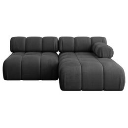 ECKSOFA modulares Sofa Razon-L1 - 190x160x70 cm Schwarz Velours