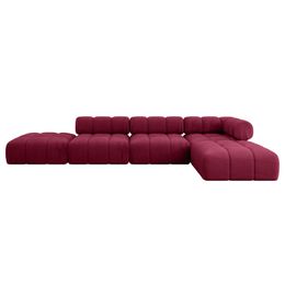 ECKSOFA modulares Sofa Kerru-L2 - 380x190x70 cm Bordeauxrot Velours