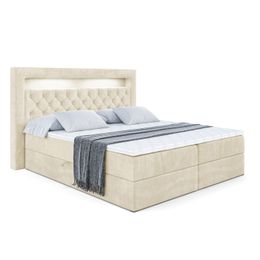 BOXBETT LED mit H4-Matratze und Lattenrost - NOEL GOLD - 140x200 Beige