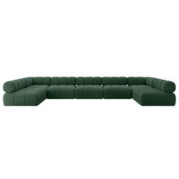 WOHNLANDSCHAFT modulares Sofa Garvo-U3 - 475x190x70 cm Gr&uuml;n Cord