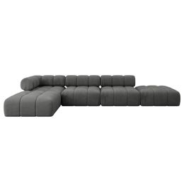 ECKSOFA modulares Sofa Kerru-L2 - 380x190x70 cm Dunkelgrau Velours