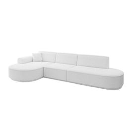 ECKSOFA Ottomane Links MARI-L2-v3 - 328x171x83 cm Wei&szlig; Boucl&eacute;