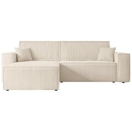 ECKSOFA mit Schlaffunktion und Bettkasten CELTIC-XL - 277x143x83 cm Beige Cord