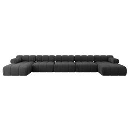WOHNLANDSCHAFT modulares Sofa Tesso-U3 - 475x160x70 cm Schwarz Velours