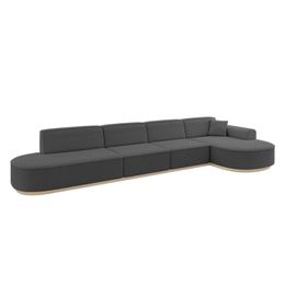 ECKSOFA Ottomane Rechts MARI-L3-v1 - 413x171x83 cm Grau Boucl&eacute;