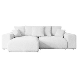 ECKSOFA Ottomane links ESKAR-L 266x176x72 Wei&szlig; Boucl&eacute;