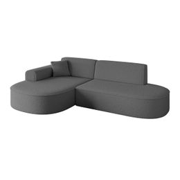 ECKSOFA Ottomane Links MARI-L1 - 243x171x79 cm Grau Boucl&eacute;