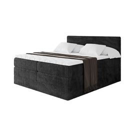 BOXSPRINGBETT mit Matratze H3|H4 und Lattenrost - TOLO KING 140x200 Cord - Schwarz