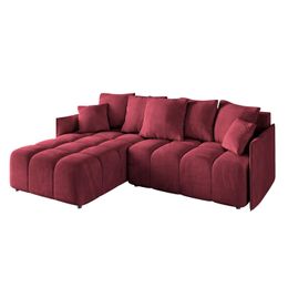 ECKSOFA Ottomane links LONLI-L 251x189x68 Bordeaux Velours