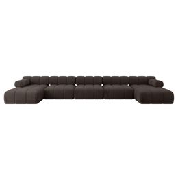 WOHNLANDSCHAFT modulares Sofa Tesso-U3 - 475x160x70 cm Braun Velours