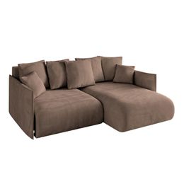 ECKSOFA Ottomane rechts ONESK-L 216x177x72 Braun Velours
