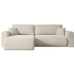 ECKSOFA mit Schlaffunktion und Bettkasten ORRO-L - 272x145x83 cm Beige Velours