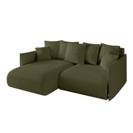 ECKSOFA Ottomane links ONESK-L 216x177x72 Gr&uuml;n Boucl&eacute;