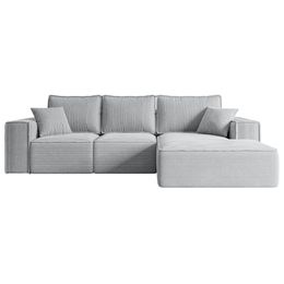 ECKSOFA mit Schlaffunktion und Bettkasten SERRA-L-S - 266x161x87 cm Grau Cord
