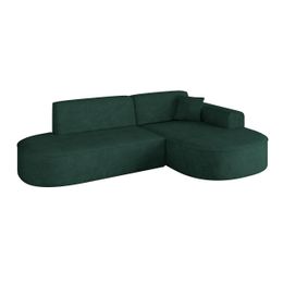 ECKSOFA Ottomane Rechts MARI-L1 - 243x171x79 cm Gr&uuml;n Velours