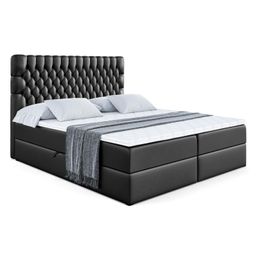 BOXBETT mit Matratze H4 und Lattenrost - SERENE - 140x200 - H4 - Schwarz Hochglanz