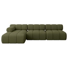 ECKSOFA modulares Sofa Razon-L2 - 285x160x70 cm Gr&uuml;n Boucl&eacute;