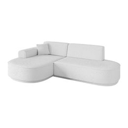 ECKSOFA Ottomane Links MARI-L1-v3 - 243x171x83 cm Wei&szlig; Boucl&eacute;