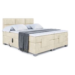 BOXSPRINGBETT elektrisch verstellbar mit 2 Matratzen H4/Taschenfederung PROT EL 180 x 200 Beige