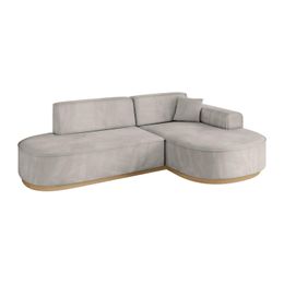 ECKSOFA Ottomane Rechts MARI-L1-v2 - 243x171x83 cm Hellbraun Velours