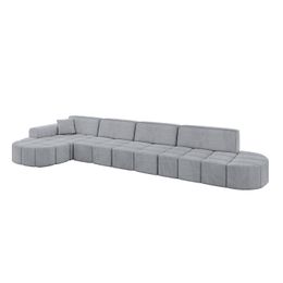 ECKSOFA Ottomane Links LIVO-L3 - 422x173x79,5 cm Hellgrau