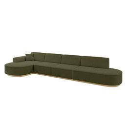 ECKSOFA Ottomane Links MARI-L3-v2 - 413x171x83 cm Gr&uuml;n Boucl&eacute;