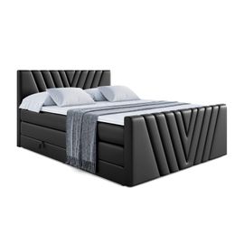 BOXSPRINGBETT ERNINA-Z KING - 180x200 - H3/H4 - Schwarz Hochglanz