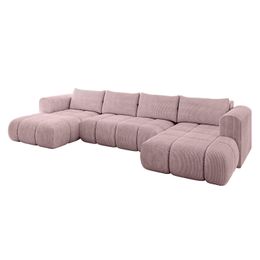 WOHNLANDSCHAFT CLOUD-U 405x185x90 Rosa Cord