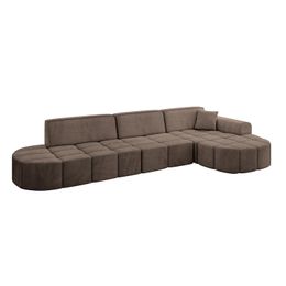 ECKSOFA Ottomane Rechts LIVO-L2 - 337x173x79,5 cm Braun