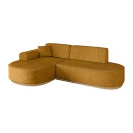 ECKSOFA Ottomane Links MARI-L1-v2 - 243x171x83 cm Senfgelb Cord