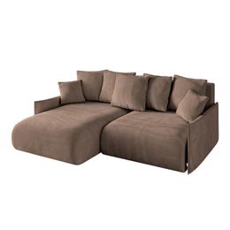 ECKSOFA Ottomane links ONESK-L -v1 216x177x72 Braun Velours