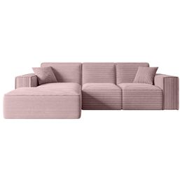 ECKSOFA Ottomane Links SERRA-L - 266x169x80 cm Rosa Cord