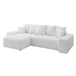 ECKSOFA Ottomane links ENIL-L 297x189x68 Wei&szlig; Boucl&eacute;