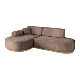 ECKSOFA Ottomane Links MARI-L1-v2 - 243x171x83 cm Braun Velours