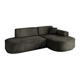ECKSOFA Ottomane Rechts MARI-L1-v3 - 243x171x83 cm Schwarz Velours