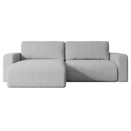 ECKSOFA mit Schlaffunktion und Bettkasten KLEEA-L - 247x143x83 cm Hellgrau Boucl&eacute;