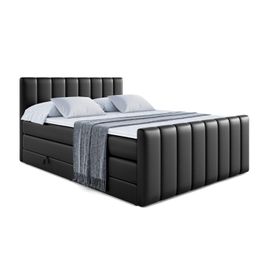 BOXSPRINGBETT OTTA-Z KING - 180x200 - H3/H4 - Schwarz Hochglanz